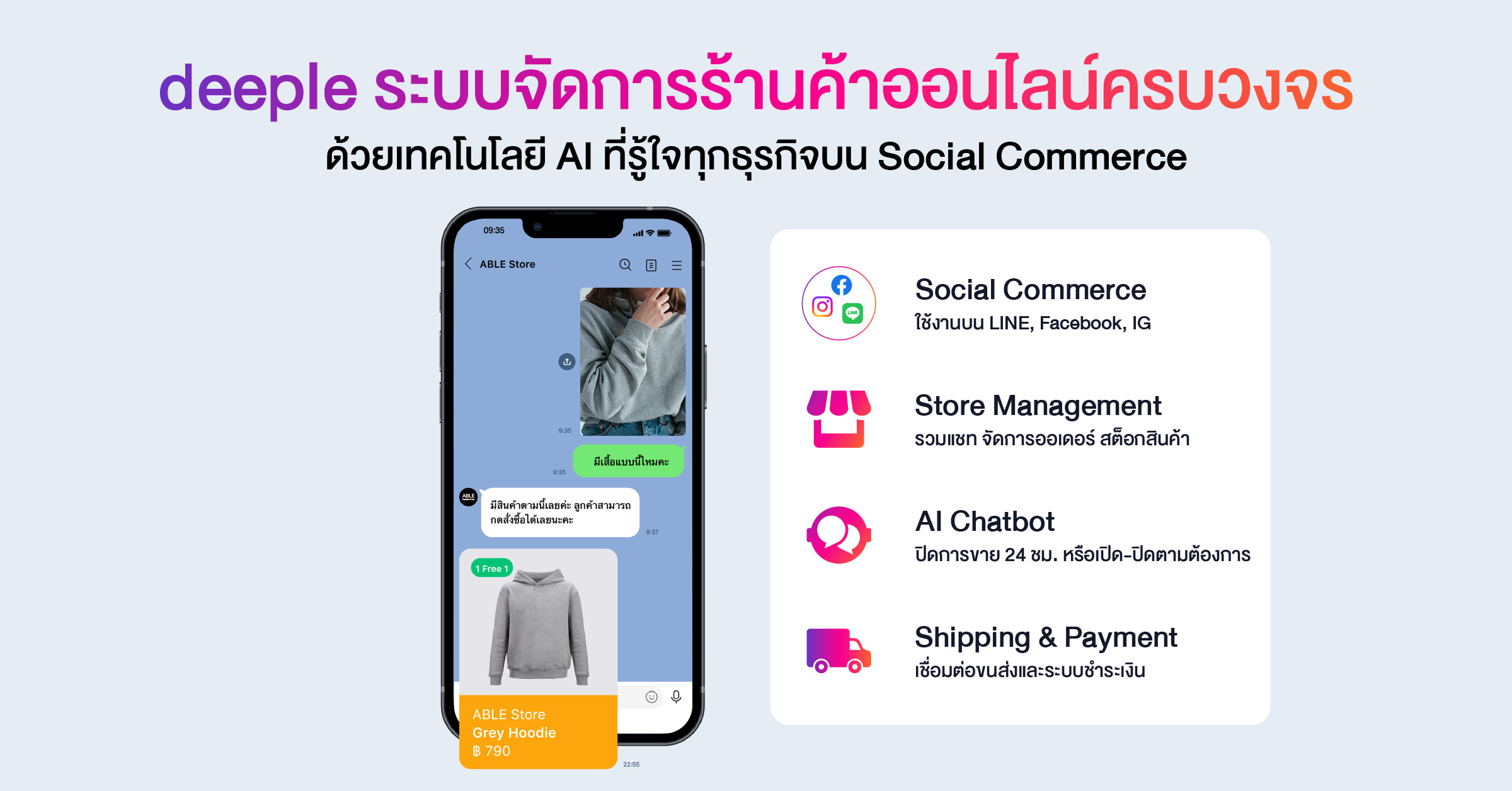 deeple ระบบจัดการร้านค้าออนไลน์ครบวงจร ขยายฟีเจอร์ให้ตอบโจทย์ทุกรูปแบบธุรกิจบน Social commerce ...